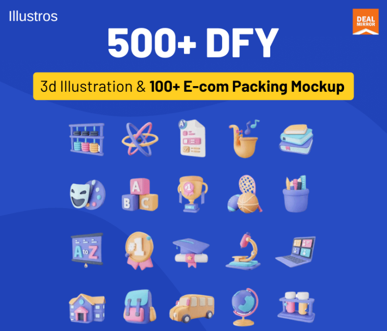 500+ Premium 3D Illustration & 100+ Ecom Packaging Mockup