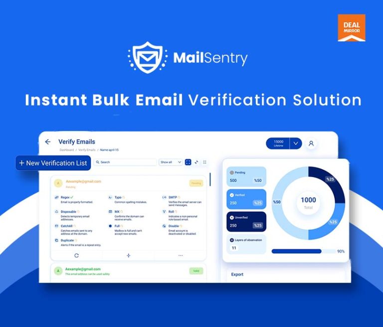 Bulk Email Verification Lifetime Deal : Email verification tool with one-click API integration